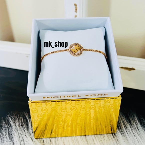 Michael Kors | Jewelry | Michael Kors Signature Logo Bracelet Rose Gold ...